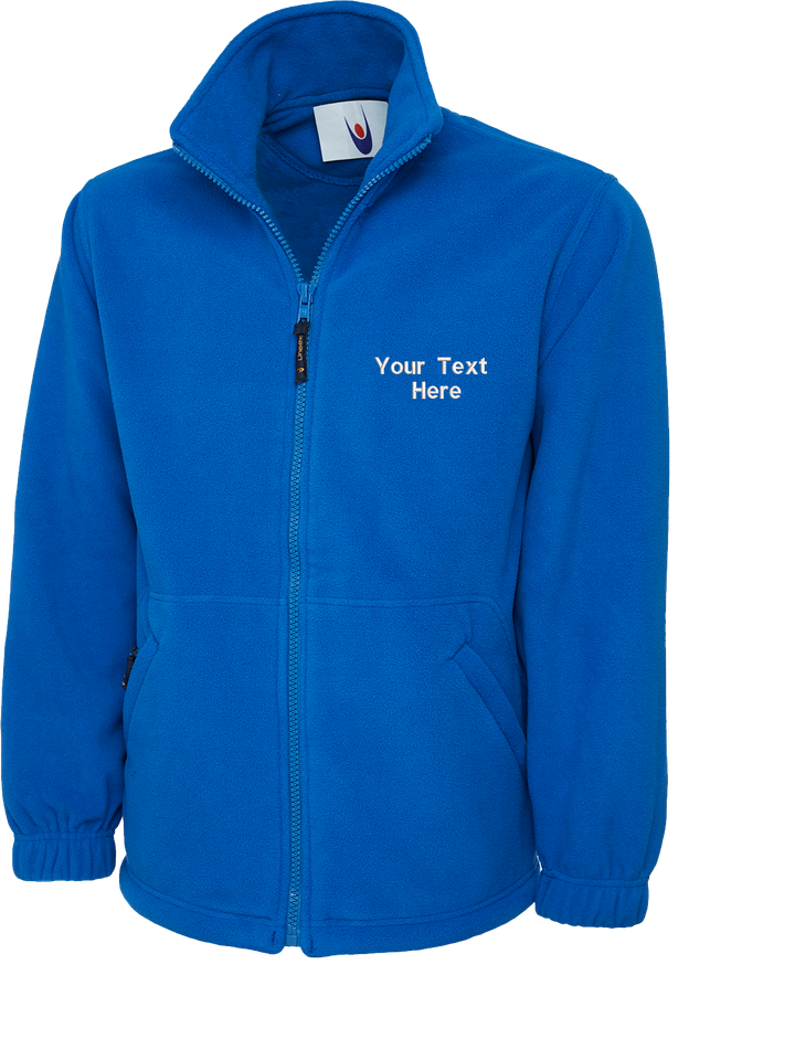Personalised Custom Embroidered Your Text Fleece Jacket Full Zip Micro ...