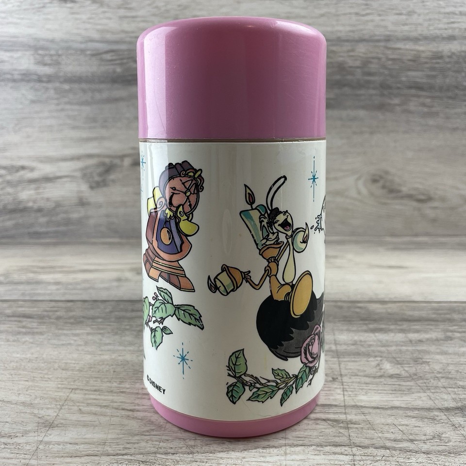 RARE Vintage Aladdin Disney Beauty & The Beast Pink Belle Pink Thermos ...