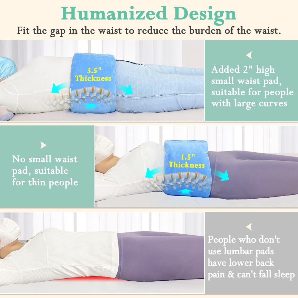 Lumbar Support Pillow for Sleeping Lower Back Sciatic Nerve Pain Relief ...