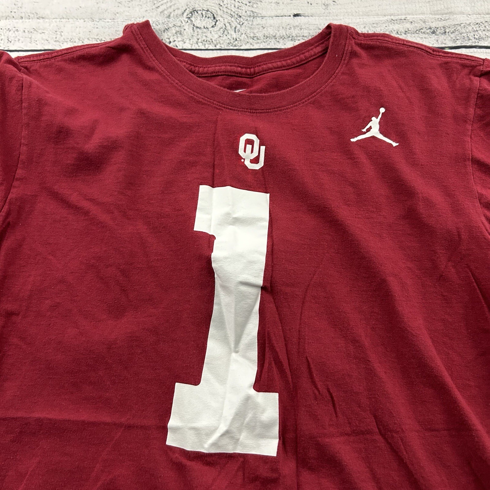 Jordan Oklahoma Athletic Cut #1 Murray Short Sleeve T Shirt Men's Large ...