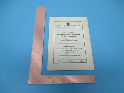 Vintage Hirth Motoren KG Instruction Manual for Engine Type 54, 15HP ...