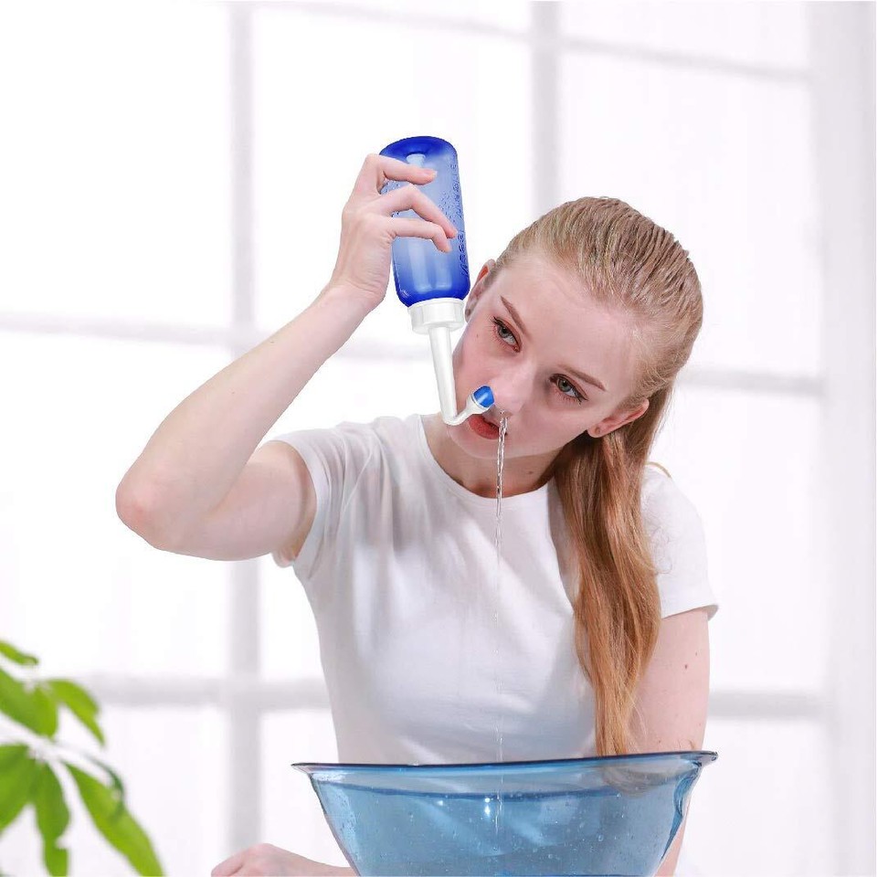 Neti Pot - Nasal Irrigation Wash Bottle Sinus Rinse Salt Packets Nettie ...