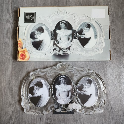 MIKASA Princess Lead Crystal Triple Oval Photo Frame 8 1/2 x 13 1/4 New ...