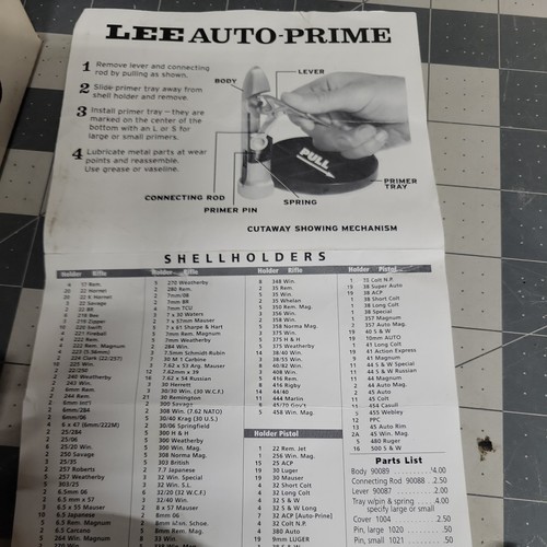 Lee Auto Prime Hand Priming Tool and powder dippers | eBay