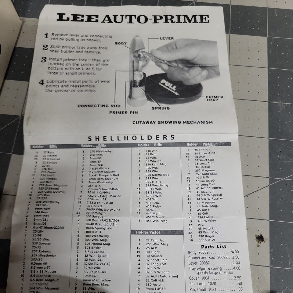 Lee Auto Prime Hand Priming Tool and powder dippers | eBay