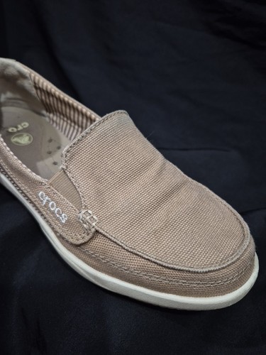 Crocs Walu Tan Slip On Canvas Loafer Boat Shoes 14391 Women's Size 6 | eBay
