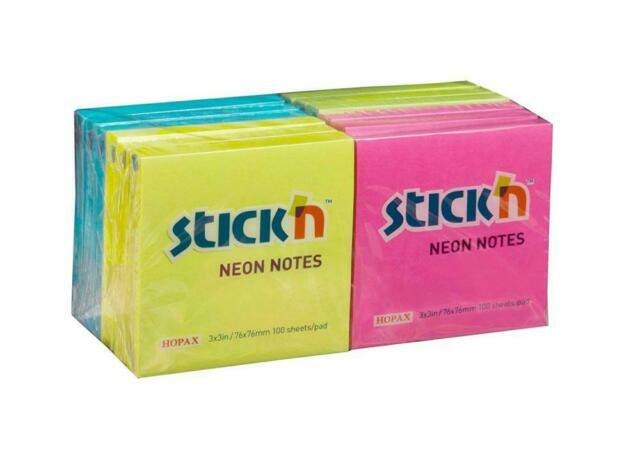 Stick N Neon 76x76mm Sticky Note - 21332 (12 Pack) for sale online ...