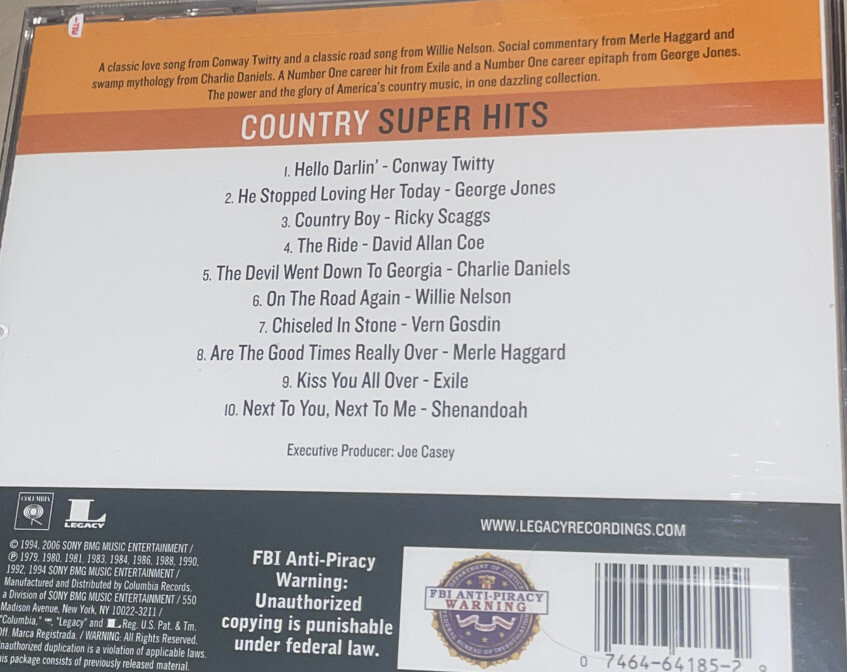Country Super Hits by Various Artists (CD, May-1994, Sony Music ...