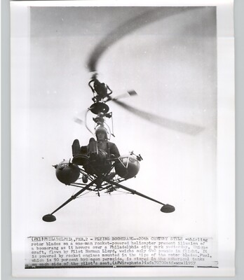 Norman Lloyd Flies One-Man ROCKET HELICOPTER Philadelphia 1957 Press ...