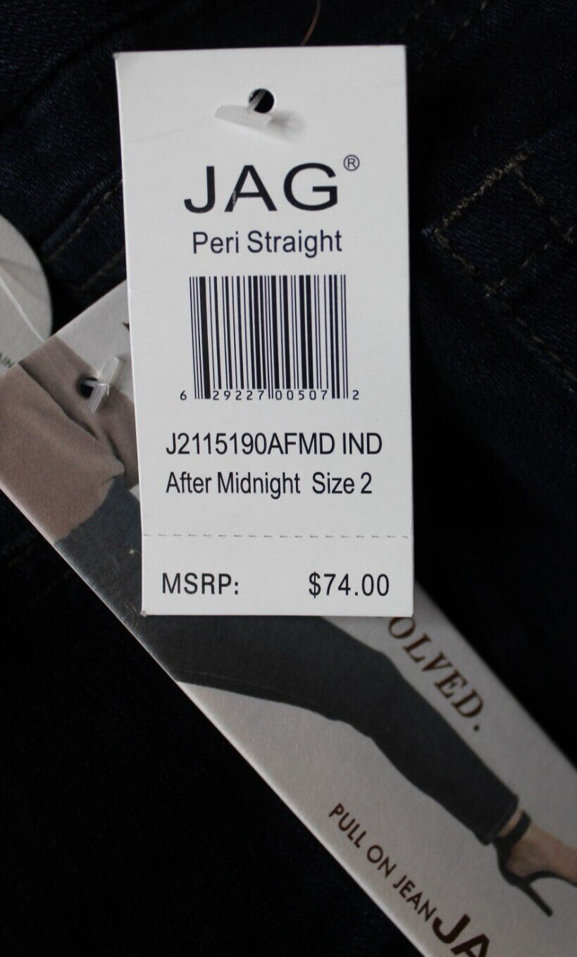 Jag Jeans Womens Peri Straight Leg Pull-On Jeans After Midnight Size 2 ...