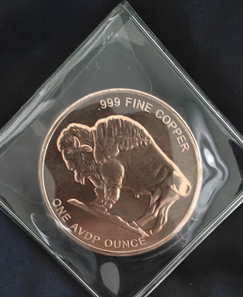1 oz AVDP Copper Round - Buffalo .999 Fine Copper Bullion Coin Made in ...