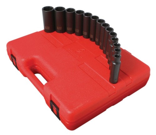 Sunex 14pc 1/2 Metric 6pt Point Deep Well Impact Sockets Set Tools ...