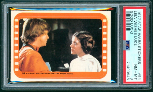 1977 Star Wars Sticker #54 - Leia Wishes Luke Good Luck! - PSA 8 | eBay