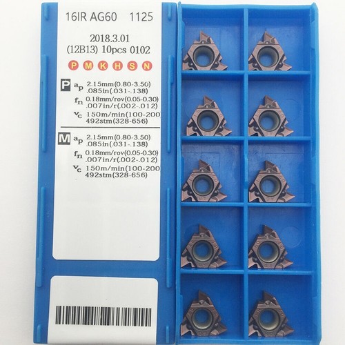 10pcs 16IR AG60 1125 CNC Carbide Insert Lathe Threading-inserts 16IR 3/ ...