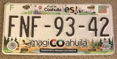 Mexico 2018 STATE OF COAHUILA GRAPHIC License Plate # FNF-93-42 | eBay