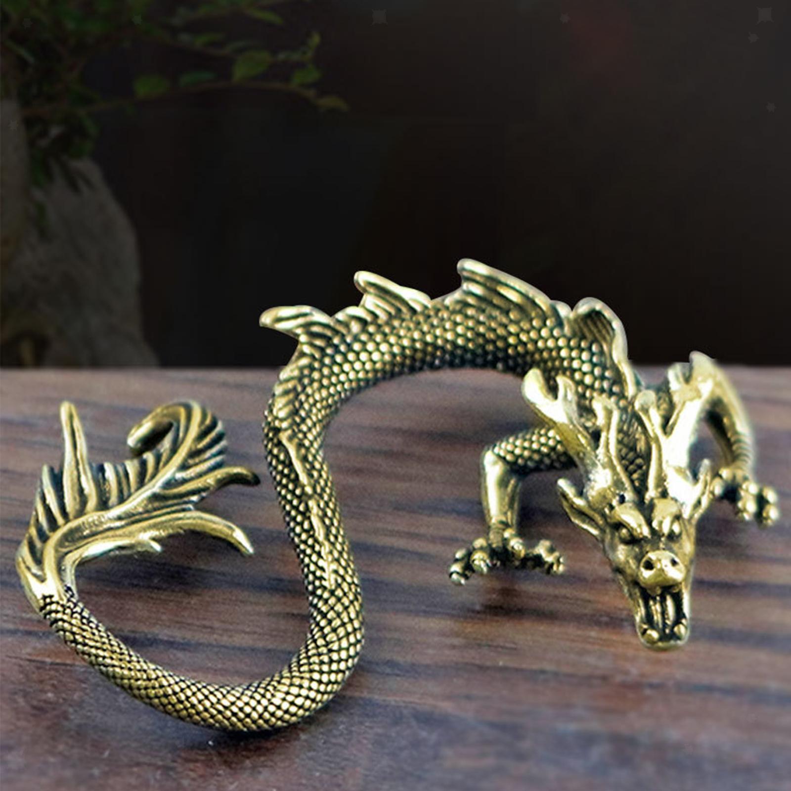 Brass Mini Chinese Dragon Sculpture Ornament Lovely for China Lunar | eBay