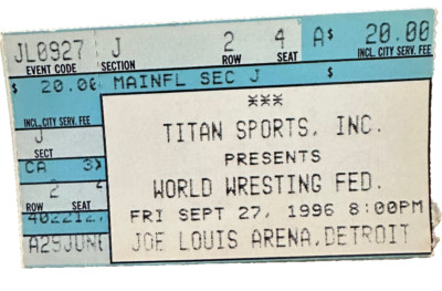 VINTAGE WWF WWE Ticket Stub September 27 1996 Joe Louis Arena Detroit ...
