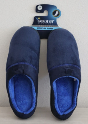 Isotoner A92509 Men's Sz M (8-9) Navy Blue Jared Memory Foam Moc ...