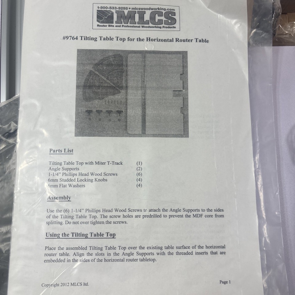 mlcs 9764 tilting table top for horizontal router table | eBay