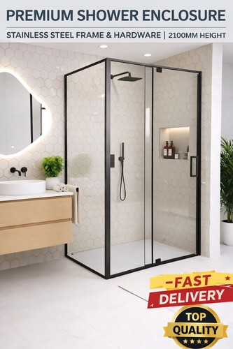850mm - 950mm Semi Frameless SHOWER SCREEN S.STEEL Frame and Hardware ...