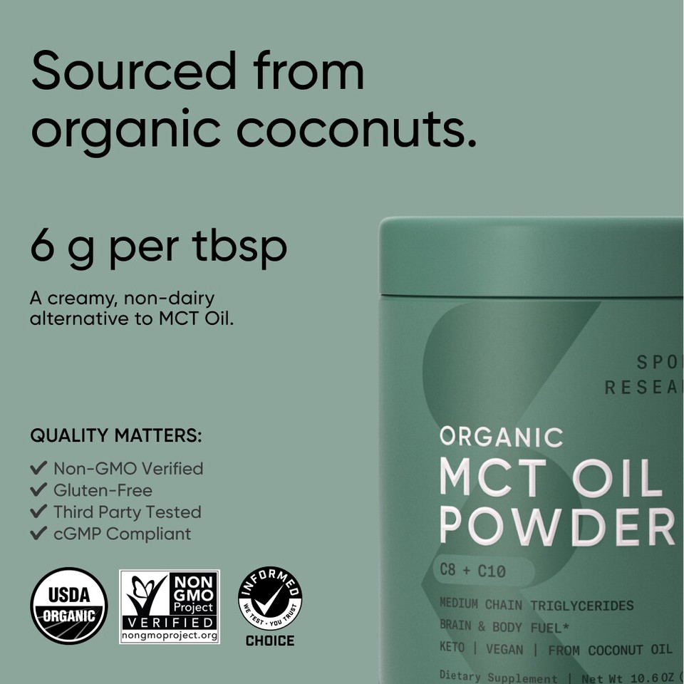 Unflavored Organic MCT Oil Powder Keto & Vegan MCTs C8 C10 Non-GMO ...