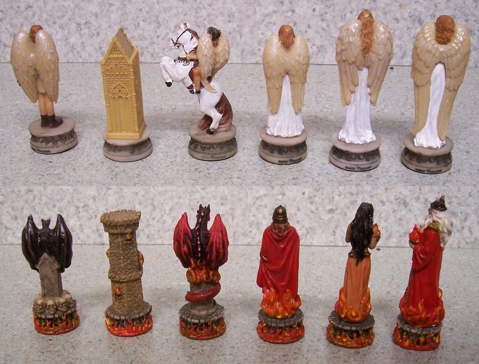 Chess Set Heavenly White Angels vs The Underworld NEW 3" Kings | eBay