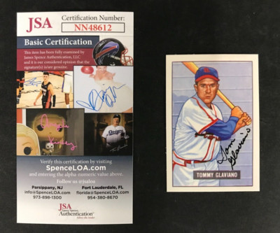 Tommy Glaviano Signed 1986 C.C.C. Reprint #301 JSA AUTO 1951 Bowman (d ...