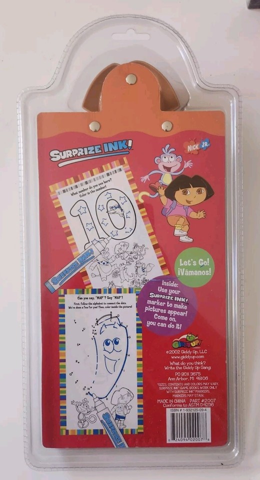Dora The Explorer Surprise Ink Game Book W/ Clip Board Nick Jr. Vtg ...