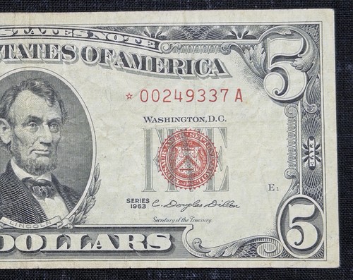 $5 United States Note 1963 Star Note Face/Back Plates 1 Circulated */A ...
