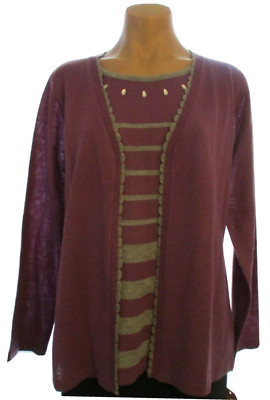 New BonWorth Small Petite Striped sweater Faux Shrug attached Top | eBay