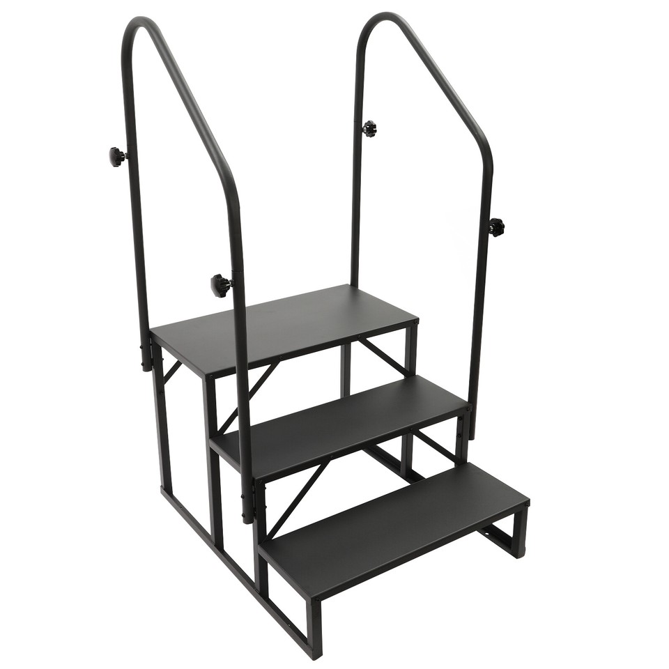 3 Step Stairs w/Handrail Wheel Stair Hot Tub Steps Exterior Steel RV ...