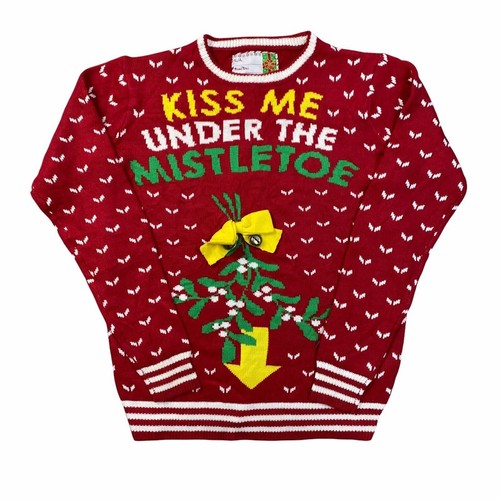 Christmas Red Knit Jumper Festive Mistletoe Jingle Womens Small | eBay