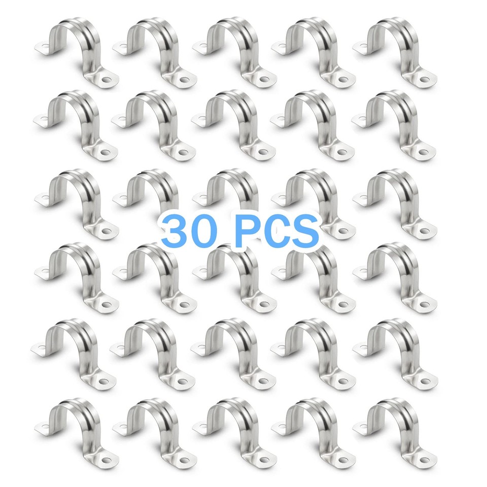 30 Pcs 25Mm Pipe Strap Clamp,304 Stainless Steel Saddle Clip U Shaped ...