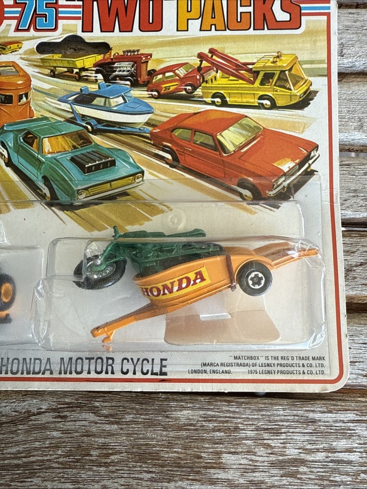 Matchbox Superfast 75 "Two Packs" Field Car & Honda Motorcycle Carded ...
