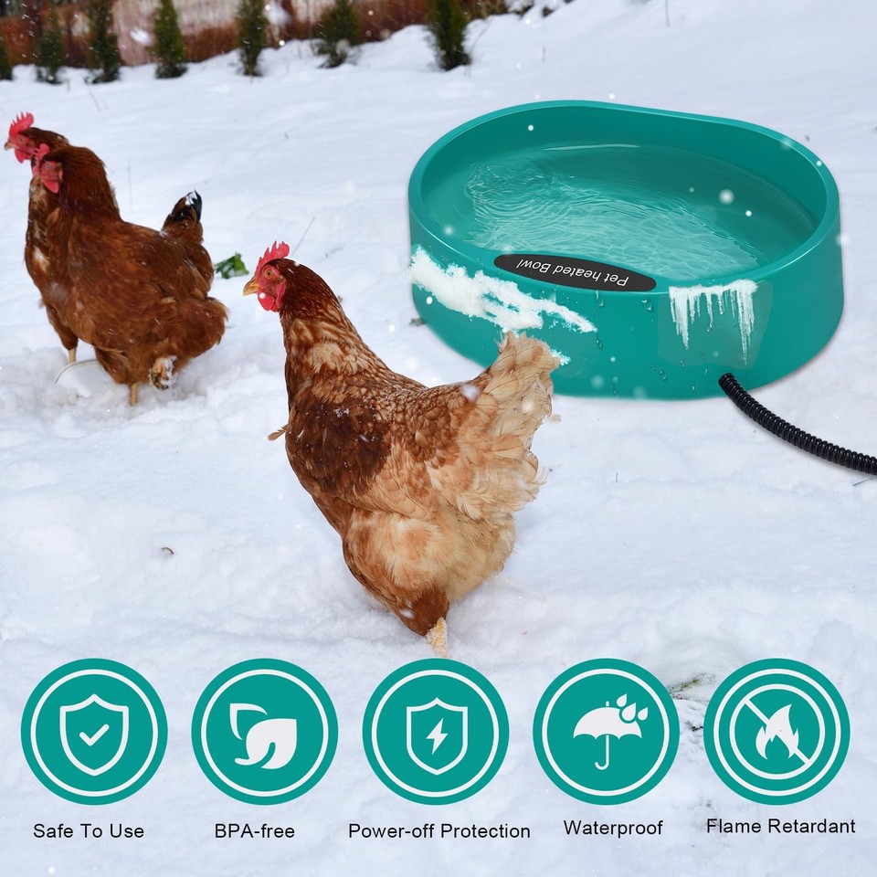 Heated Chicken Waterer, 125OZ Large Capacity Poultry Water Heater for ...