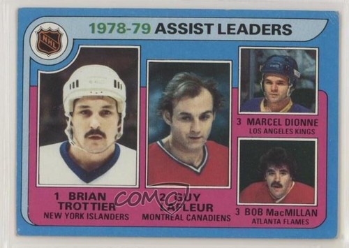 1979 Topps League Leaders Bryan Trottier Marcel Dionne Guy Lafleur Bob ...