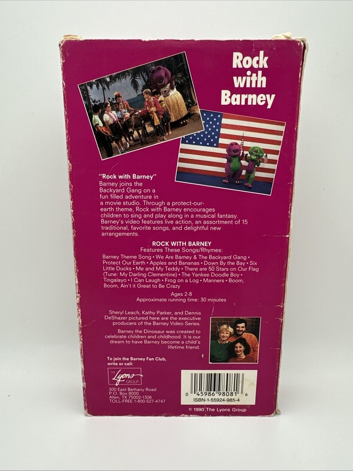 Barney & Friends Rock With Barney VHS 1990 Video Tape Sing Along Lyons ...