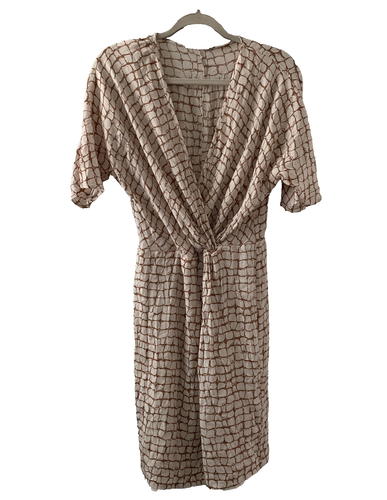 Classiques Entier Dress 8 Multicolor Printed Silk Blend Surplice Ruched ...