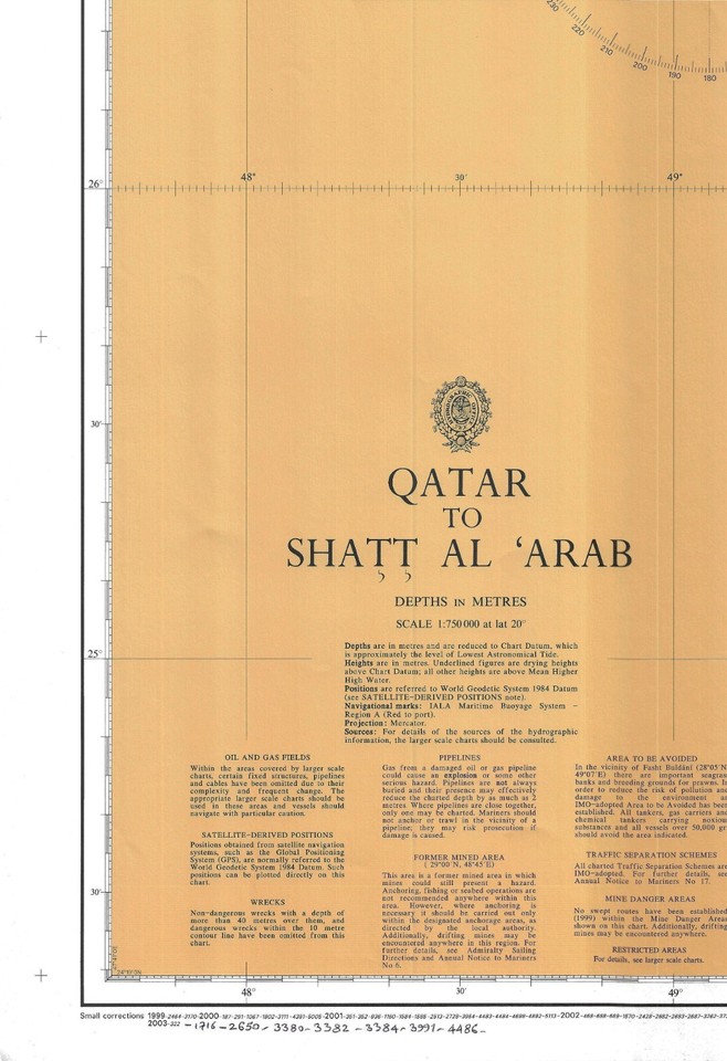 Admiralty 2847 Qatar To Shatt Al Arab Chart Map Maritime Marine ...