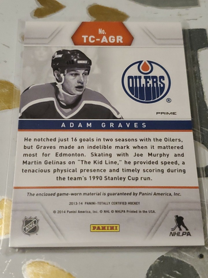Adam Graves 2013-14 Totally Certified Prime Blue Jersey Patch 13/50 ...