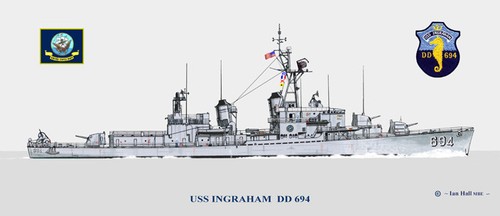 USS Ingraham DD-694 in 60s Print US Navy | eBay