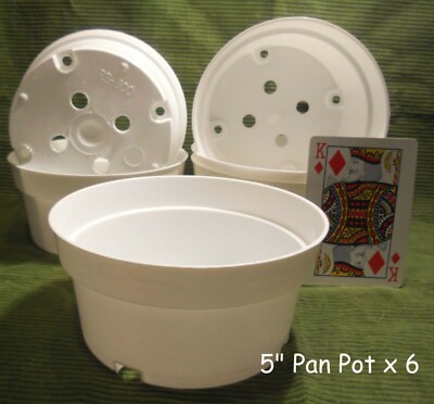 Pan Pots Bulb Pans 5” shallow plastic pots white set of 6 free shipping ...