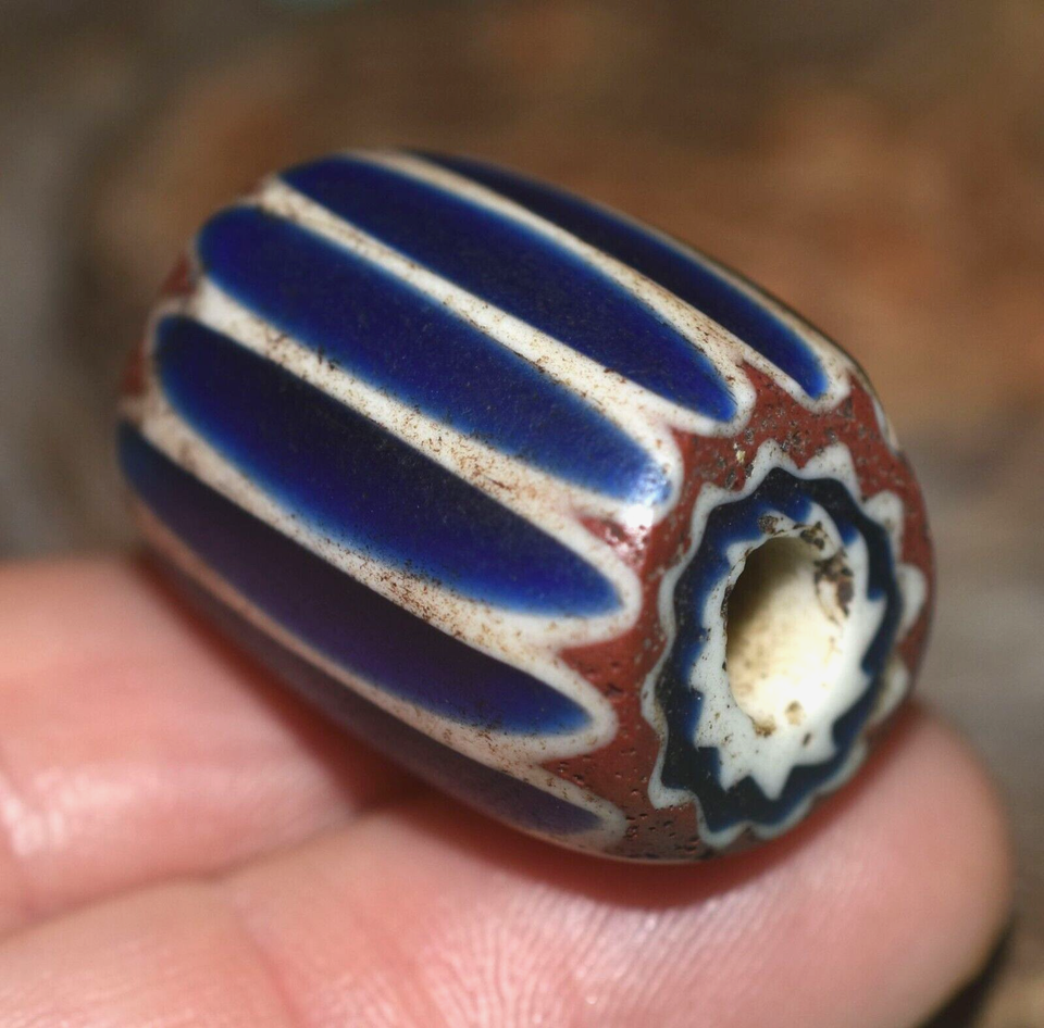 Antique Venetian Six Layer Chevron Italian Drawn Cane Glass Bead ...