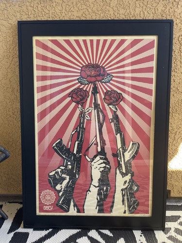 Rare Obey Guns and Roses Signed Poster w/ Frame - 24”x36” 2007 | eBay