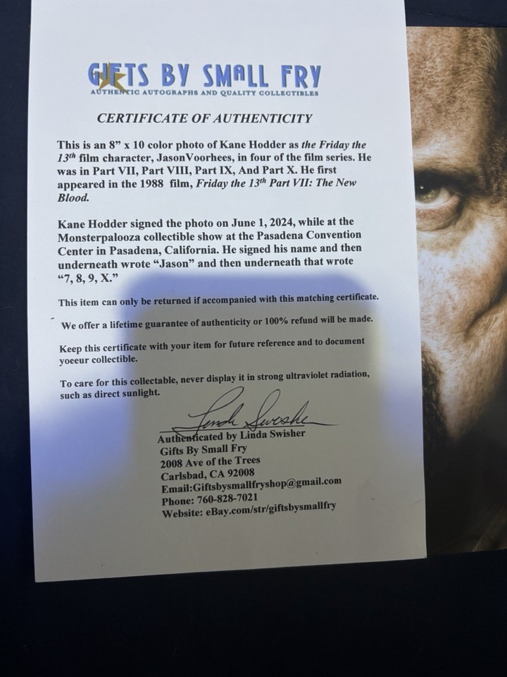 KANE HODDER "FRIDAY THE 13TH" 8X10 AUTOGRAPH JASON VOORHEES | eBay
