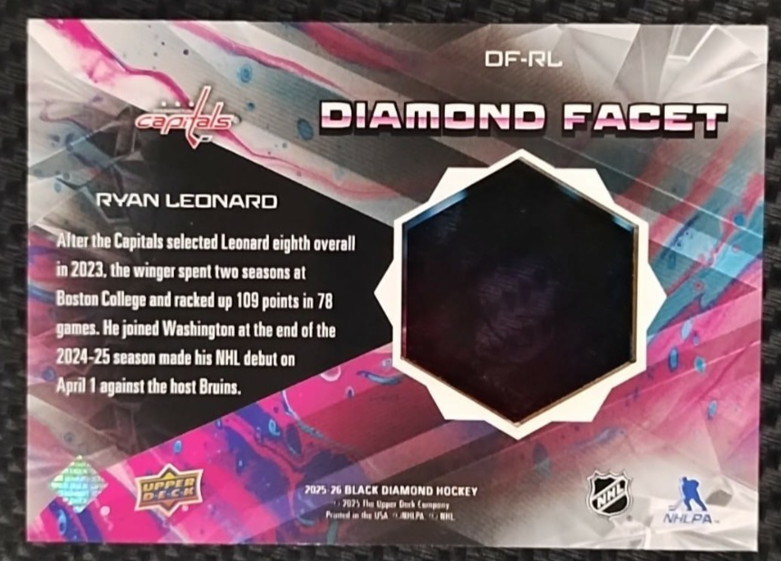 2025-26 UD Black Diamond Ryan Leonard DIAMOND FACET Rookie CAPITALS #DF ...