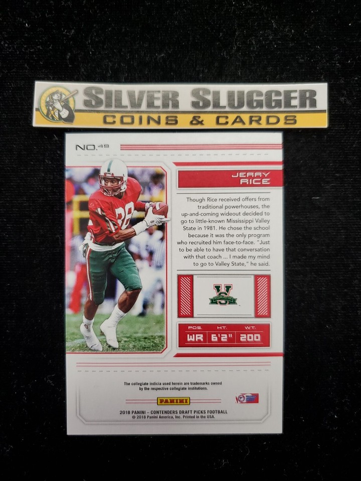 2018 Jerry Rice Panini Contenders Draft Season Ticket /15 49ers Delta ...