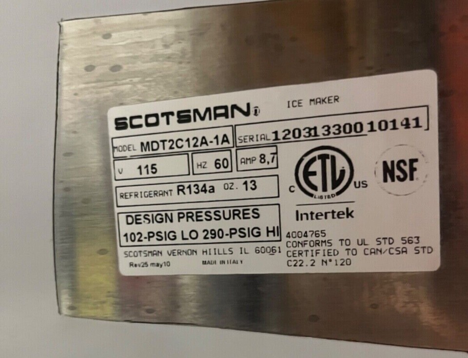Scotsman model # MDT2C12A-1A Touch Free Ice maker and Dispenser. | eBay