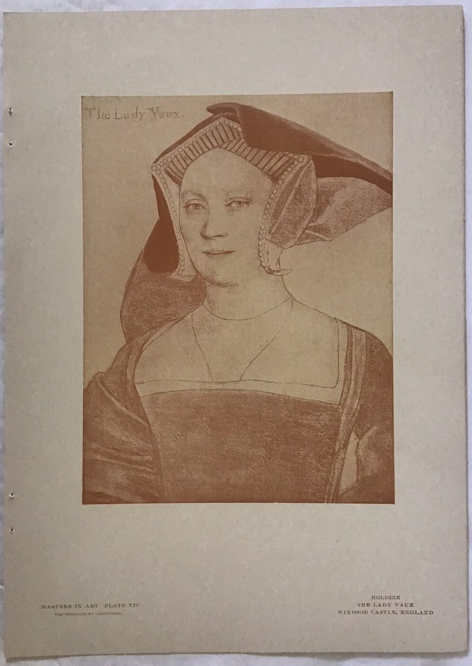 HOLBEIN the Younger Antique The LADY VAUX Monograph Portrait Print ...