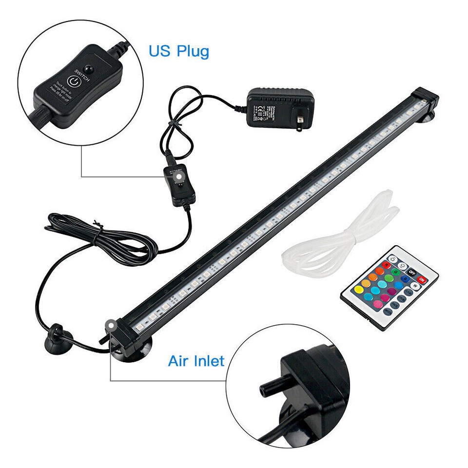 Aquarium Underwater Air Bubble LED Light Fish Tank RGB Submersible Lamp ...